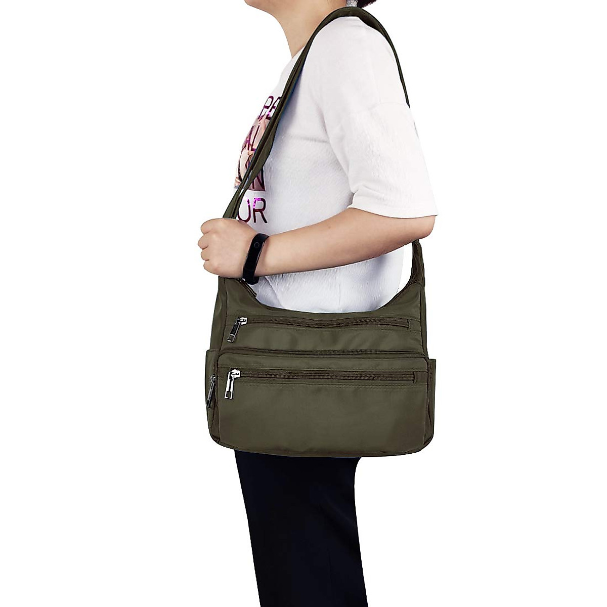 Volcanic Rock Lightweight Shoulder Bags Messenger Handbags Multi Pocket Nylon Waterproof Crossbody Bags