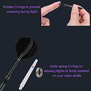 12 Pack Darts Metal Tip Set 22/24 Grams, Steel Tip Darts with Premium Black Purple Aluminum Shafts, Extra 50 Rubber O-rings 6 Nylon Shafts 24 Flights 12 Spring Rings 16 Flights Protector 1 Tool Kit