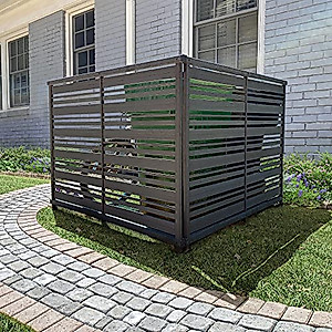 Enclo Privacy Screens EC18015 4 ft H x 5.3 ft W Fresno Outdoor Privacy Fence Screen WoodTek Vinyl No-Dig Kit 2 Panels, Charcoal