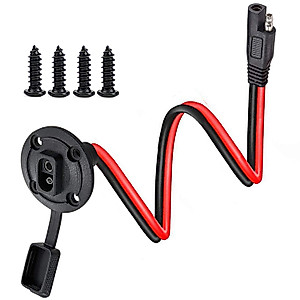 QOFOWIN 10AWG SAE Cable Connector, SAE Power Socket Sidewall Port, Solar Weatherproof SAE Quick Connect Solar Panel Mount,length.(50cm/1.6ft).