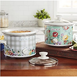 The Bake Shop Pioneer Woman Small 1.5 Quart Slow Cooker 2 Pack Set Sweet Romance Floral and Gingham, multi