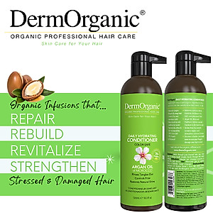 DermOrganic Argan Oil Daily Hydrating Hair Care-Sulfate Free & Color Safe-CONDITIONER 16.9 oz