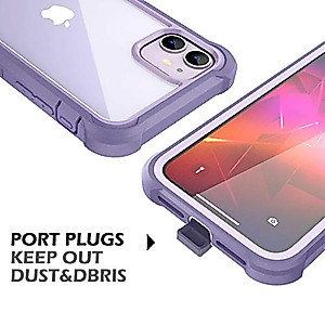 Dexnor iPhone 11 Case with Screen Protector Clear Rugged 360 Full Body Protective Shockproof Hard Back Defender Dual Layer Heavy Duty Bumper Cover Case for iPhone 11 6.1" - Purple