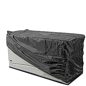 Hapover Patio Deck Box Cover Waterproof Storage Box Cover Outdoor Storage Ottoman Bench Protector Oxford Deck Anti-UV Top Cover for Deck Boxes with Drawstring 62"x30"x27" Black