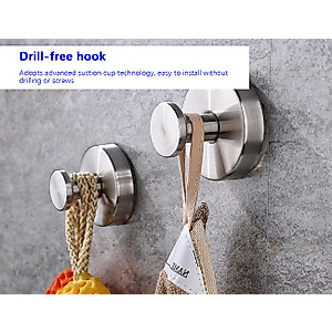 ONUNWU Luxe Hold No-Drill Hooks, Upgraded Suction Cup Hooks for Shower, Removable Reusable Stainless Steel Waterproof Suction Cup Hooks, Shower Hooks for Kitchen,Glass,Window,Mirror (2, Rose Gold)