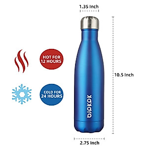 BJPKPK 17oz Insulated Stainless Steel Water Bottles,Sports Water Bottles Keep Cold for 24 Hours and Hot for 12 Hours,BPA Free for Travel,Blue