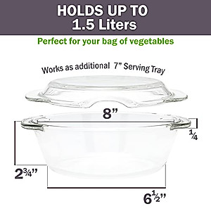 Microwave Glass Food Steamer, Microwave Vegetable Steamer, 100% Glass, Oven Safe Too | Plastic free, BPA free, silicone free