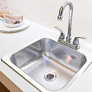 KINDRED Stainless Steel, Essentials Kit 15 x 6-inch Deep Drop-In Bar or Utility Sink in Satin, FBFS602NKIT, One Size