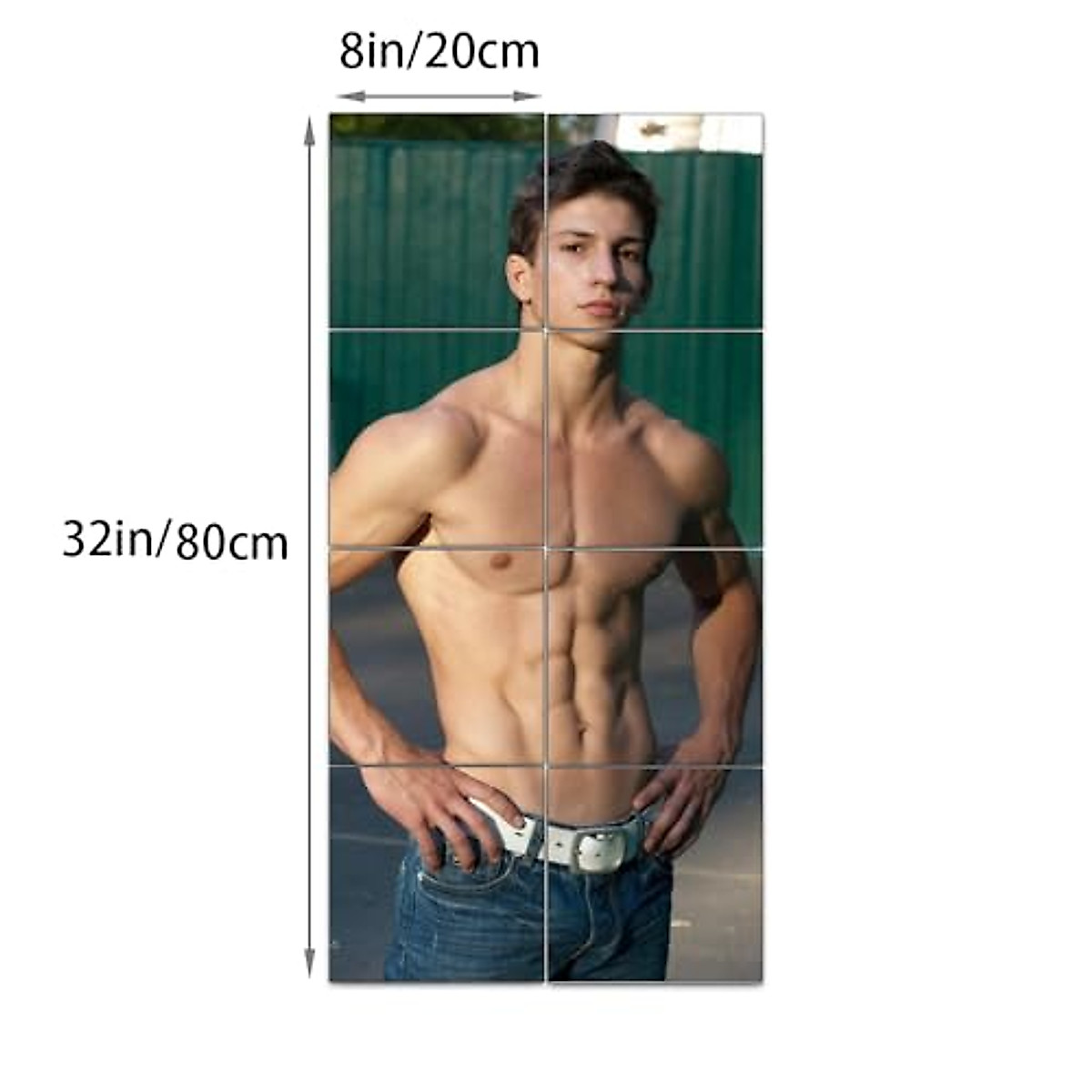 LTENG Frameless Glass Mirrors, Full Length Mirror Tiles 8PCS (8" X 8"),Large Wall for Gym,Bedroom,Door,Bathroom