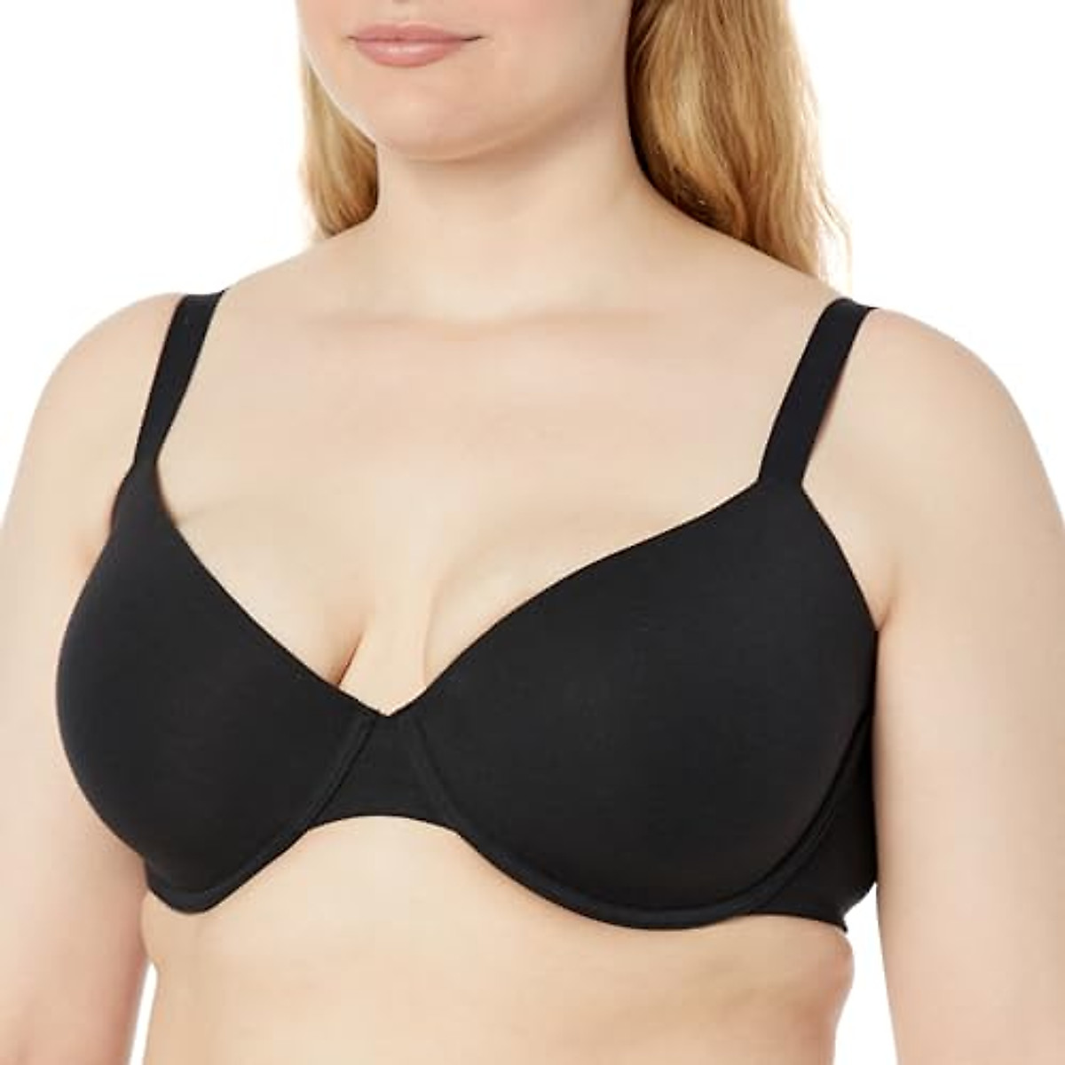 Amazon Essentials Women's Demi Cup Cotton Bra, Pack of 2, Black/White, 36D