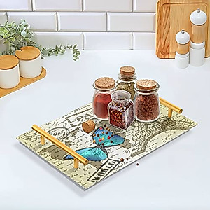 Beautiful Butterfly Bathroom Vanity Tray Counter Organizer Eiffel Tower Bathroom Counter Tray Jewelry Plate Holder Decorative Organizer with Handles Countertop Storage for Bathroom Table Kitchen