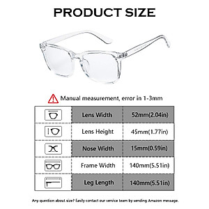 DeBuff Blue Light Blocking Glasses Women Men Clear Lens Square Frame Computer Eyeglasses (Clear)