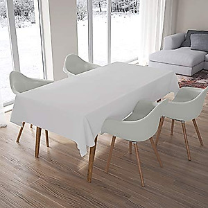 Encasa Homes Solid Color Cotton Canvas Tablecloth - for Family Dinners, Festivals, Indoor & Outdoor Parties and Everyday Use, 100% Cotton, Rectangular, Washable (57"x72", 6 feet, White)