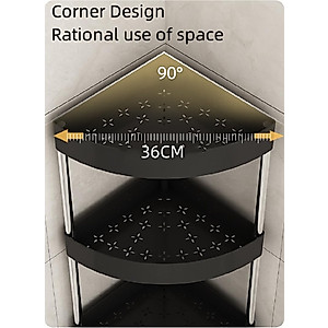 ANDSYYDS 3 Tier Shelf Bathroom Shelf Organizer Movable Universal Wheels Space Saving Corner Triangle Small Shelf Stand for Bathroom,Kitchen,Vanity Storage and Organizer (Black 3-Ply)