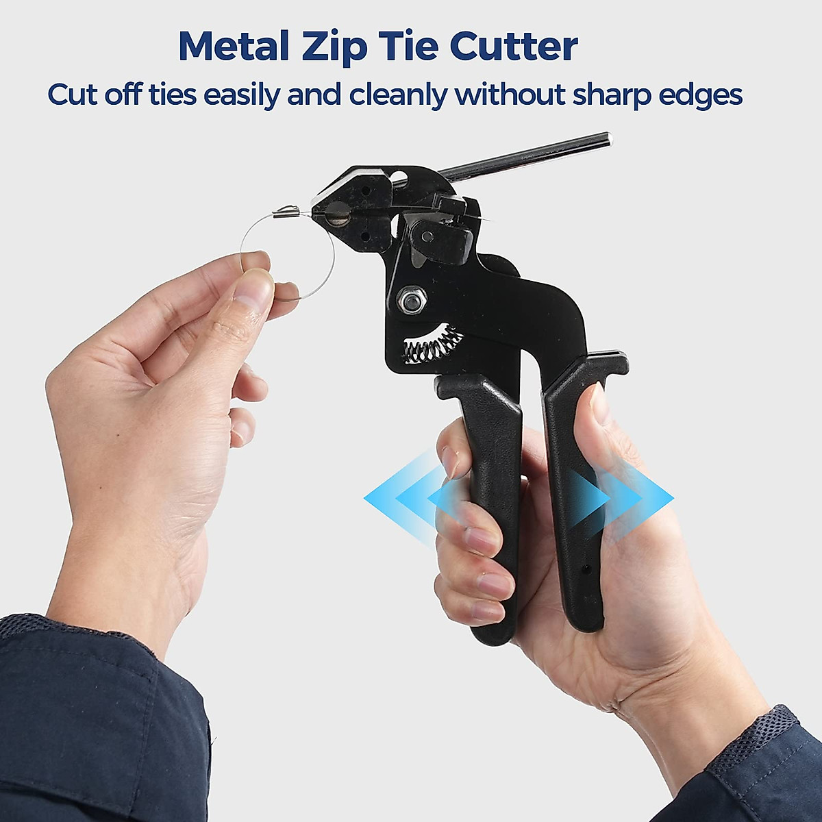 Cable Tie Gun Tool Kit, Metal Cable Zip Ties Tensioning and Cutting Tool with 200pcs Zip Ties, Metal Zip Tensioner with Built-in Cutter for Outdoor and Indoor Use
