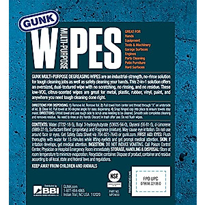 GUNK MPDW30 Multi-Purpose Degreasing Wipes 30-Count 8 x 12 inch 2-Sided Smooth or Scrubby Texture