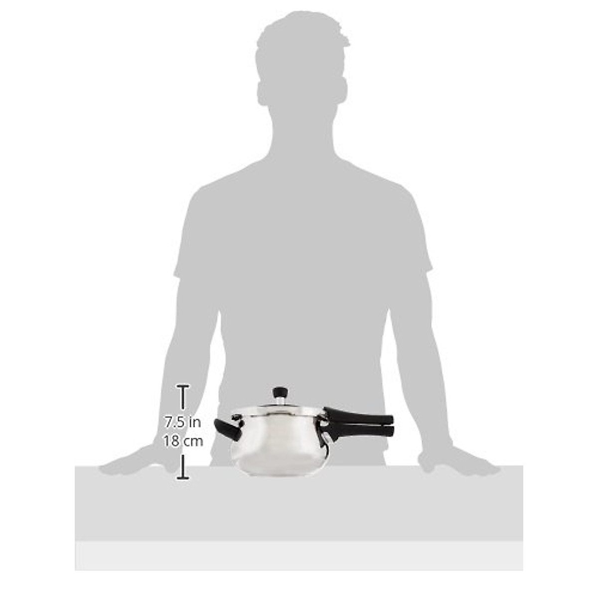 Prestige 3.3-Liter Deluxe Alpha Induction Base Stainless Steel Baby Handi, Small, 8"D x 13"W x 6"H, Silver