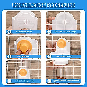 Jspupifip 35oz Rabbit Automatic Food Water Dispenser,Hanging Pet Food Water Dispenser Cage Automatic Feeder Set for Small Cats Dogs Rabbit Chinchilla Guinea Pig Hedgehog Ferret(White)