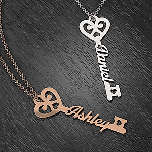 10K Yellow Gold Key To True Love Personalized Name Necklace by JEWLR