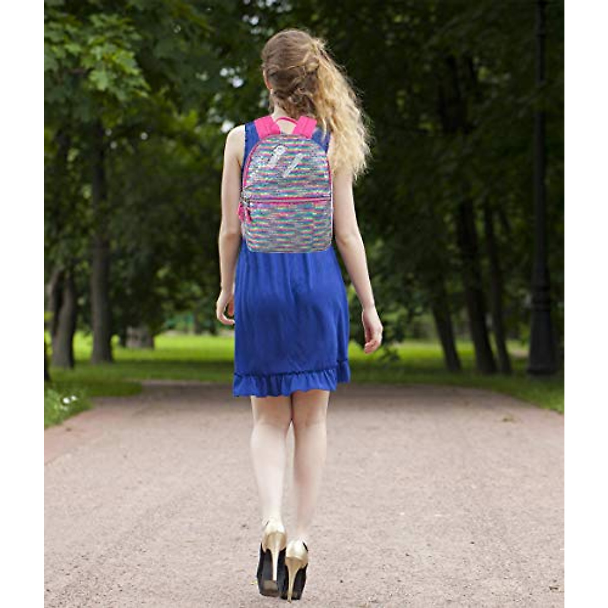 Mini Sequin Backpack Purse for Girls, Teens, Women - Rainbow Mini Backpack for Girls (Neon Rainbow)