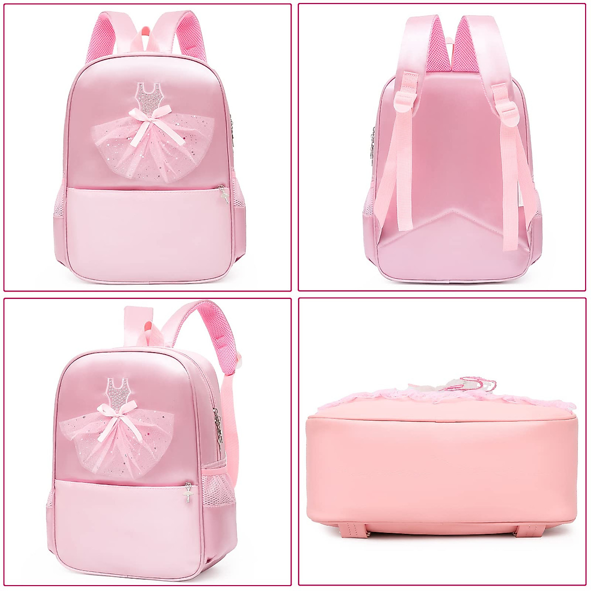 Dorlubel Cute Ballet Dance Backpack Tutu Dress Dance Bag with Key Chain Girls (Pink8 of Dress)