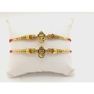 Anika Shopify Rakhi for brother, Best unique bracelet Shape in Square OM , BTOTHER and TORTOISE Made of Brass Gift, Wrist bands Brother/ Sibling, Sister, Father Family Member -Set 3