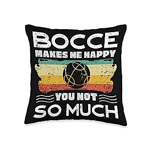 Boules - Lawn Bowls Bocce Ball Sports Designs Ball Player Boules Bocce Makes Me Happy Funny Throw Pillow, 16x16, Multicolor