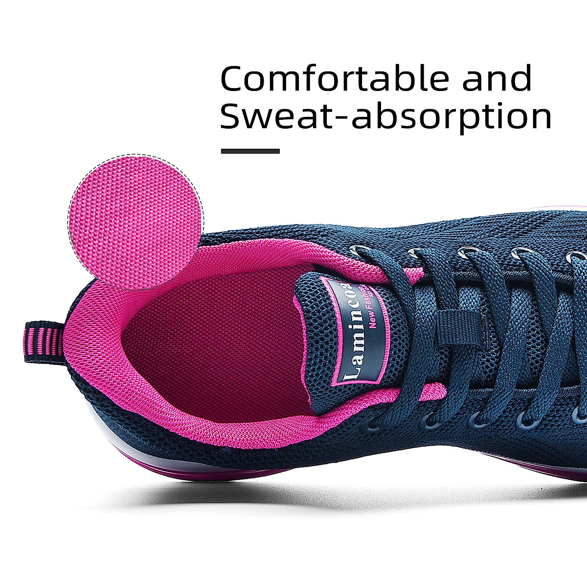 Lamincoa Women's Air Athletic Running Shoes Lightweight Breathable Fashion Sneakers Gym Training Shoes Tennis Casual Sneaker Blue-rose 9