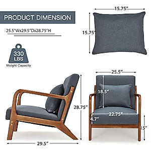 Esright Modern Accent Chairs for Living Room, Mid Century Modern Living Room Bedroom Reading Comfy Lounge Chairs, Small Side Armchair for Bedrooms in Blue