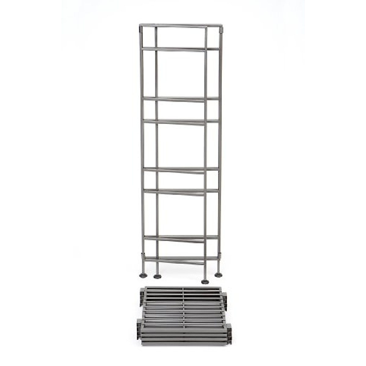 Seville Classics Iron Slat Tower Shelving, 4-Tier (Pewter)