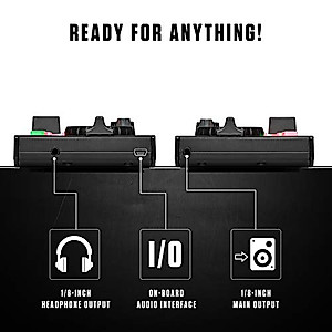 Numark DJ2GO2 Touch – Compact 2 Deck USB DJ Controller For Serato DJ with a Mixer / Crossfader, Audio Interface and Touch Capacitive Jog Wheels,Black