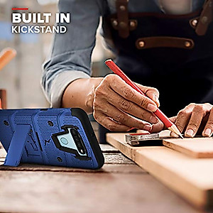 ZIZO Bolt Series for LG K51 / LG Reflect Case with Screen Protector Kickstand Holster Lanyard - Blue & Black