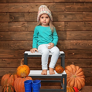 LIANTRAL Step Stool for Adults Kids, 2 Step Stool, Heavy Duty Steel Sturdy Wooden Step Stool Helper, Supports Up to 500lb, Foot Stool, Step Stool for High Bed, Sofa - White