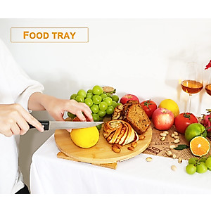 VSUINGO Bamboo Cake Stand, 12 Inch Round Cake Plate, Dessert Stand, Cupcake Stand with Detachable Base, Decorating Cake Holder