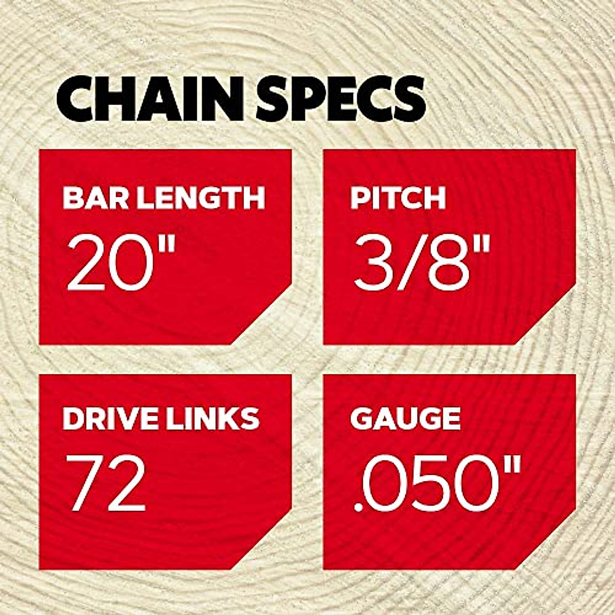 Oregon E72 PowerCut Replacement Chainsaw Chain for 20-Inch Guide Bars, 72 Drive Links, Pitch: 3/8" Low Vibration, .050" Gauge
