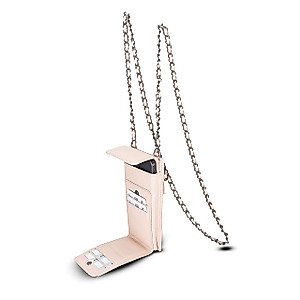 BOULETTA Crossbody Bag Cellphone Purse for Women-Leather Zipper Shoulder Wallet with Phone Pocket and Chain Strap 4 Card Slots Small