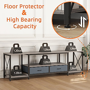 GYIIYUO TV Stand with Drawer for 75 80 Inches TV - Entertainment Center and Industrial TV Console Table with Open Storage Shelves for Living Room, Bedroom - 71'' Gray (180GR)