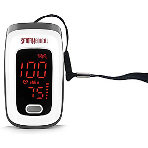 Fingertip Pulse Oximeter, Blood Oxygen Saturation Monitor (SpO2) with Pulse Rate Measurements and Pulse Bar Graph, Portable Digital Reading LED Display, Batteries and Carry Case Included