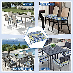 XXPILOS Outdoor Chair Cushions 19 x 19 Inch Set of 2 Water Resistant Seat Cushions with Ties, Outdoor Cushions for Patio Furniture with 3-Year Fade Resistant