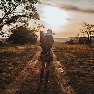Zokunari Womens Western Cowboy Cowgirl Hats with Belt Buckle White