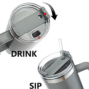 Dreamfocus 40 oz Swirl Rose Quartz Tumbler with Handle Straw and Lid Insulated Stainless Steel Water Bottle Cup Travel Coffee Mug