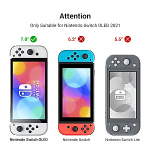 Protective Case for Switch OLED, Dockable Case Compatible with Switch OLED Model 2021, Switch OLED Case Cover with Screen Protector & 2 x Thumb Grip Caps, Pink
