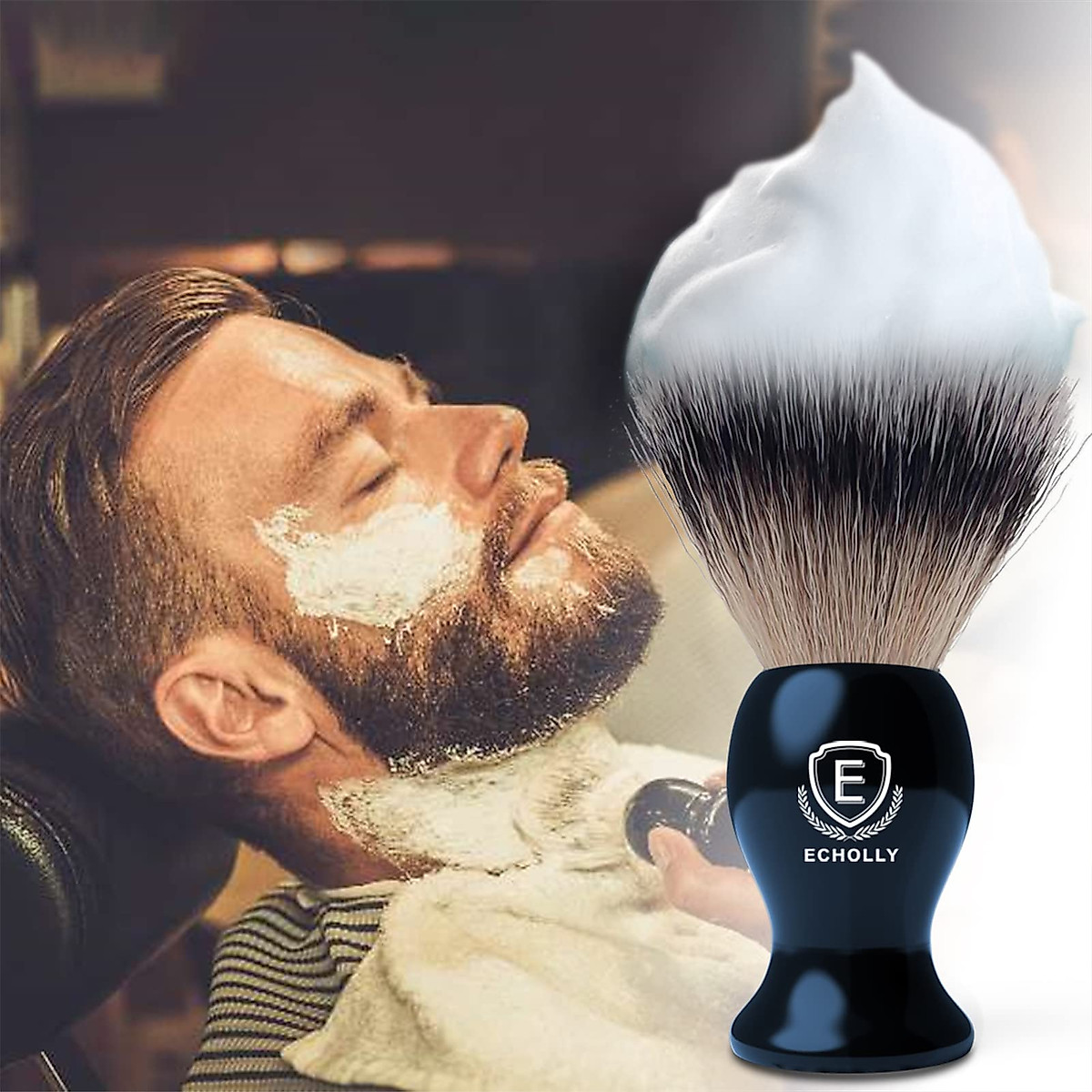 Luxury Shaving Brushes For Men by Echolly-Super Strong NO Shedding Bristle Shave Brushes for Men-Smooth Acrylic Handle Legacy Shave Brush-Rich and Fast Lather Shaving Cream Brush Gifts for Fathers Day