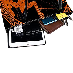 Women’s Leather Tote Bag, Ancient Greek God Prometheus Large Heavy Duty Shoulder Bag Travel Work School Handbag