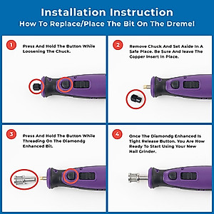 Diamondg - Professional Diamond Nail Rotary Nail Grinder Bit Dogs - Painless Nail Trimmer Bits Won't Pull Hair or Get Hot - Pack of 1 (Large)