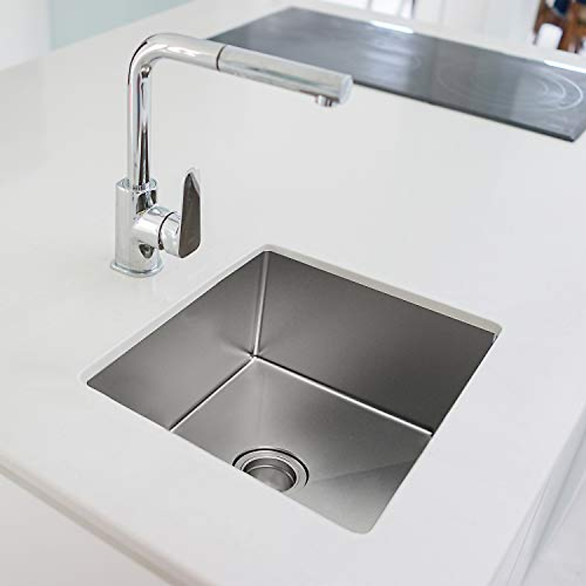 Bar Sink, MENSARJOR 14 x 14 Inch Undermount 16 Gauge Single Bowl Handmade Stainless Steel Kitchen/Bar Sink