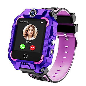OKYUK 4G Kids Watch Phone T10, Funny 360° Rotation Screen Dual Camera Smart Watch for Boys Girls, IP67 Waterproof, 2-Way Calls, GPS, SOS, Video Calls, Remote Control, Pedometer Smartwatch (Purple)