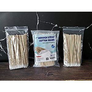 Gmark 200pcs Count 6" Cotton Swabs Wooden Sticks Cotton Tipped Applicator GM1091A