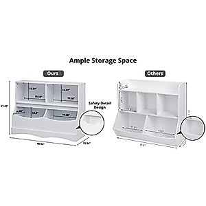 Naomi Home Nancy Stylish Storage Delights Toys Find Their Home Kids Storage with Bookshelves, Multifunctional Toy Organizer Kids' bookcases, Cabinets & Shelves for Playroom, Nursery, White