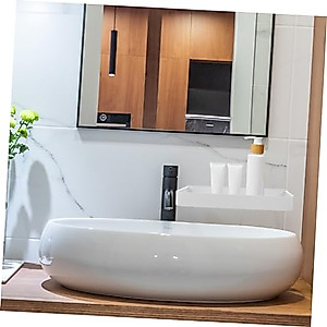 Beatifufu 1 Set Bathroom Shelf Kitchen Storage Rack Over The Toilet Shelf Wall-mounted Storage Mounted Sundries Organizer Towel Storage Stand Wall Mount Shelf Space Aluminum White